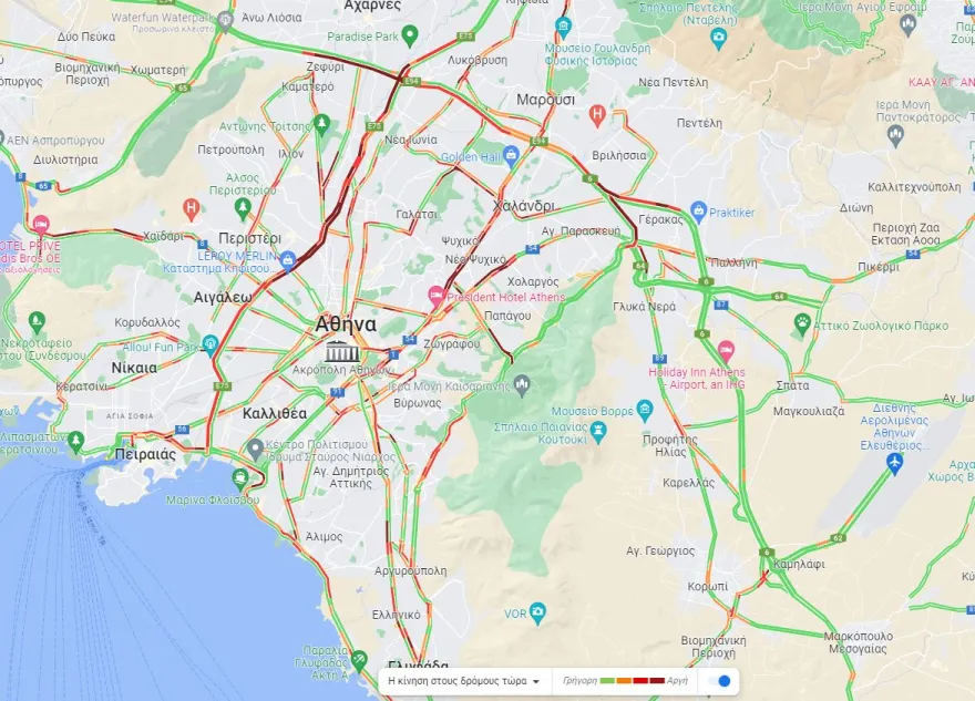 Δείτε σε ποιους δρόμους της Αττικής υπάρχει αυξημένη κίνηση (χάρτης ...