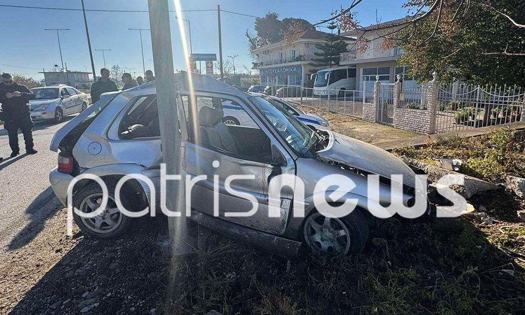 Τροχαίο στην Ε.Ο. Πύργου– Πατρών: Όχημα έπεσε σε κολώνα – Σοβαρά ...